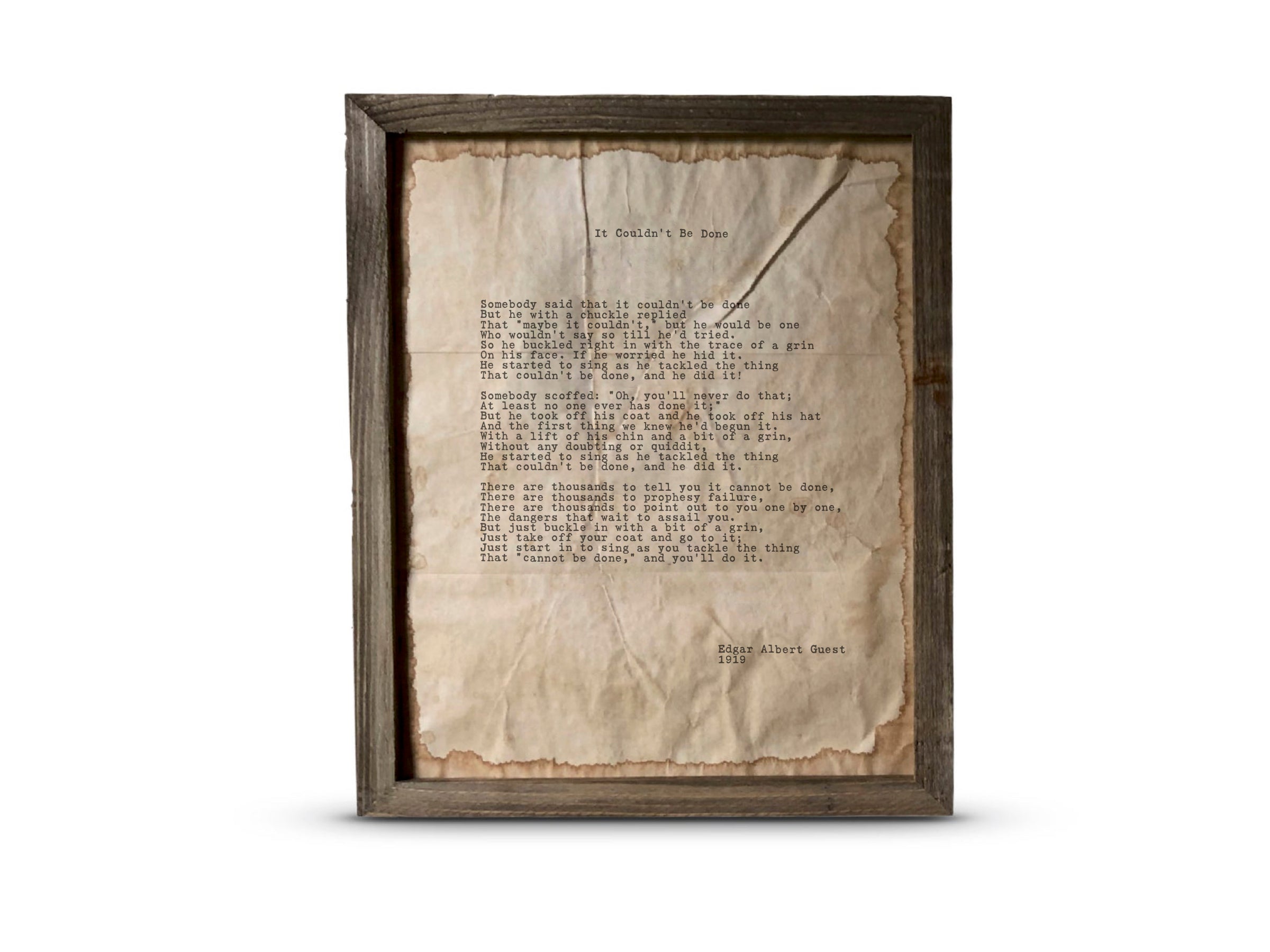 It Couldn't Be Done by Edgar Albert Guest | Handmade Poem Print | Wall ...