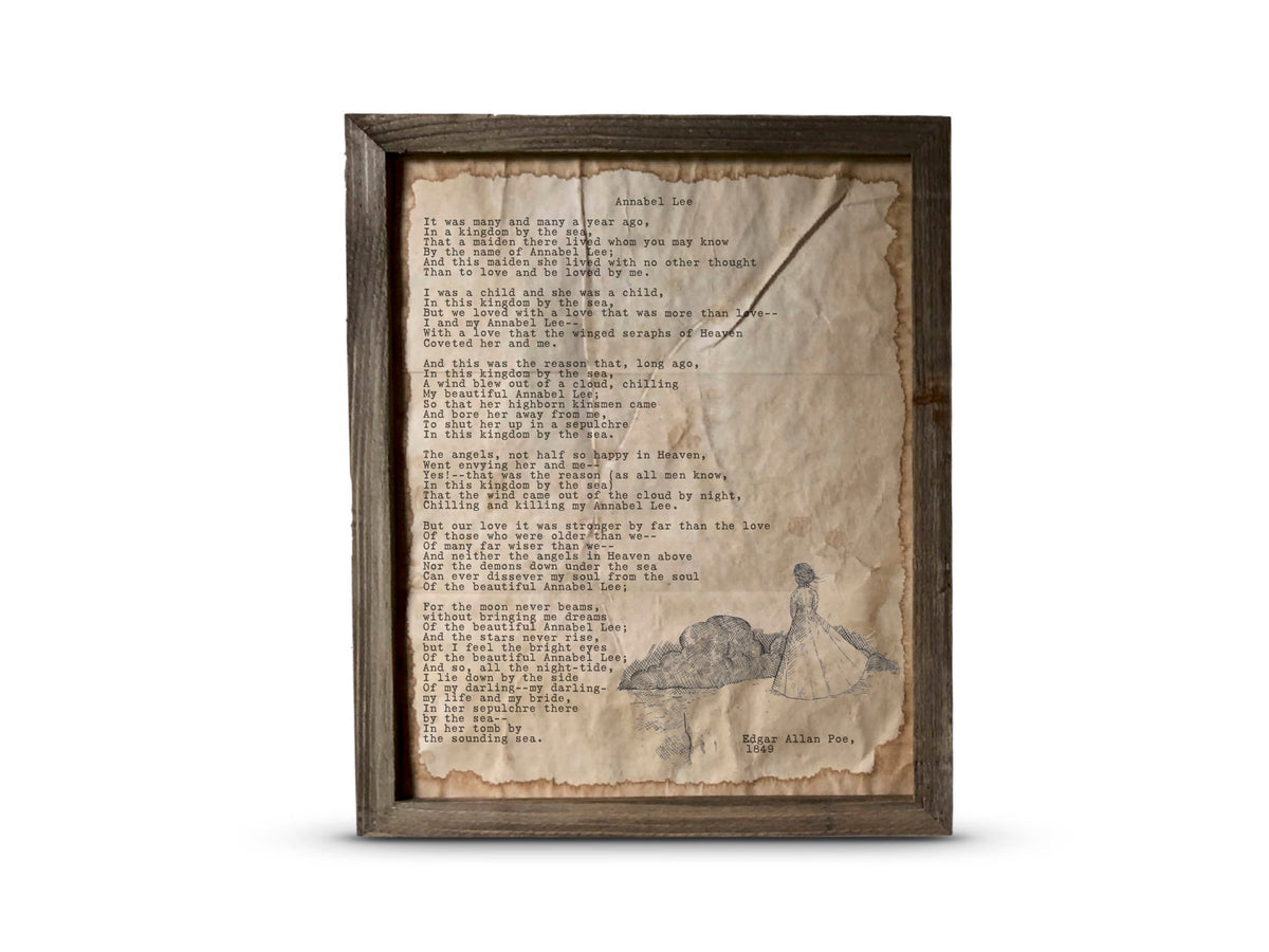 Annabel Lee Poem Print by Edgar Allan Poe | Illustrated | Handmade ...